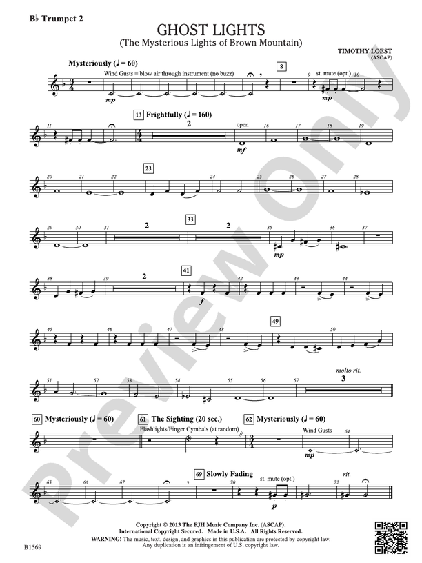 Ghost Lights: B-flat Trumpet 2: B-flat Trumpet 2 Part: Timothy Loest ...