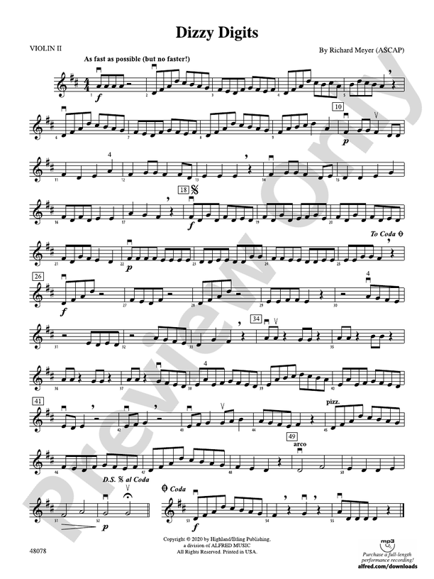 Dizzy Digits: 2nd Violin: 2nd Violin Part - Digital Sheet Music Download