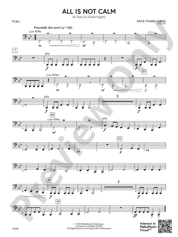 All Is NOT Calm: Tuba Part - Digital Sheet Music Download