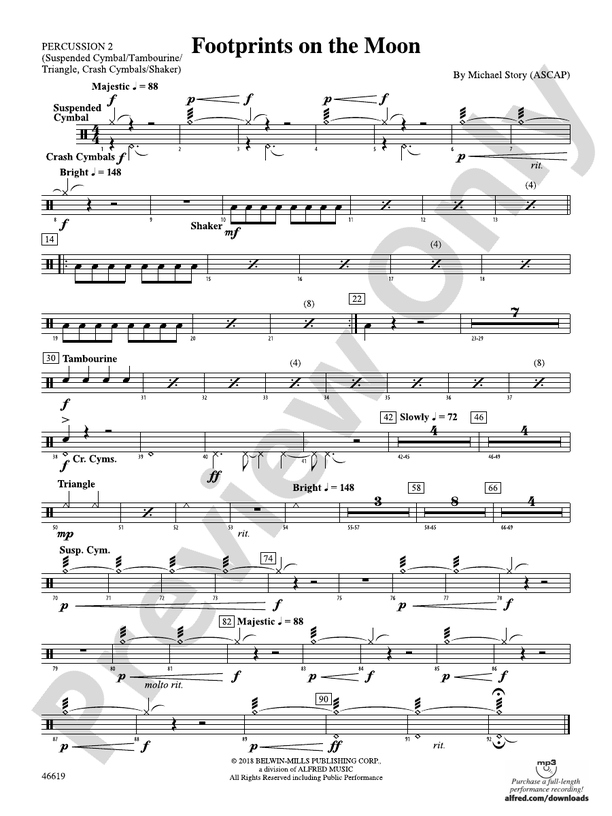 Footprints on the Moon: 2nd Percussion: 2nd Percussion Part - Digital Sheet Music Download