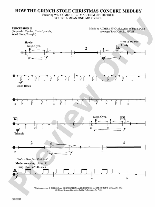How the Grinch Stole Christmas: 2nd Percussion: 2nd Percussion Part ...