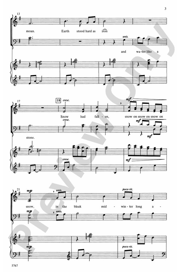 Winter Carol: SATB Choral Octavo: Sherri Porterfield - Digital Sheet ...