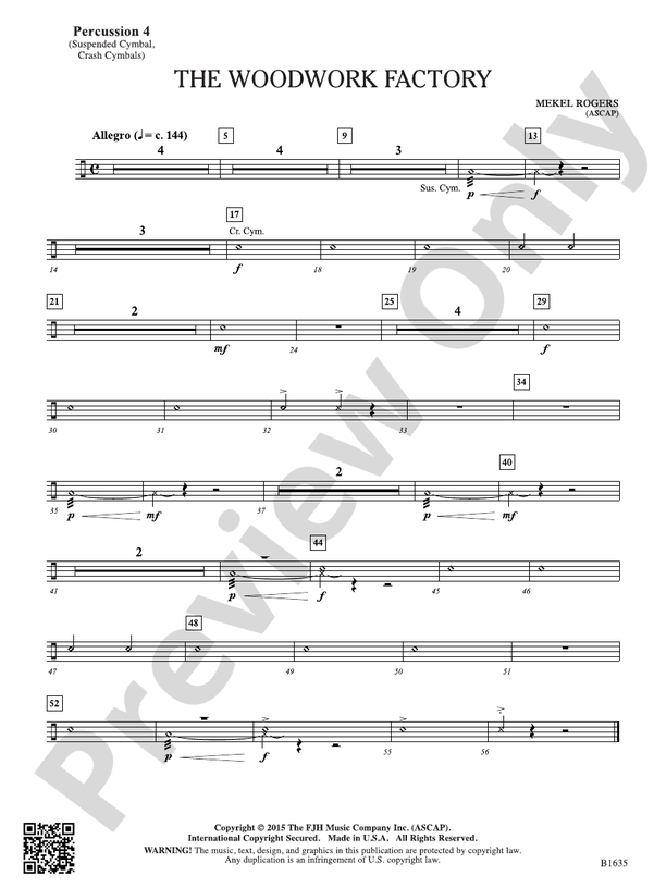The Woodwork Factory: Percussion 4: Percussion 4 Part: Mekel Rogers - Digital Sheet Music Download