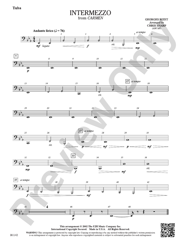 Intermezzo (from Georges Bizet's opera Carmen): Tuba: Tuba Part ...