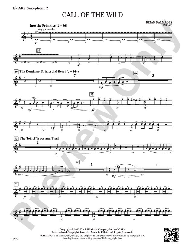 Call of the Wild: E-flat Alto Saxophone 2: E-flat Alto Saxophone 2 Part: Brian Balmages ...