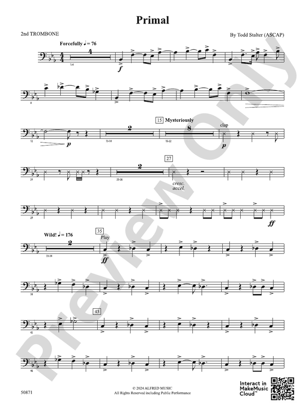 Primal: 2nd Trombone: 2nd Trombone Part - Digital Sheet Music Download