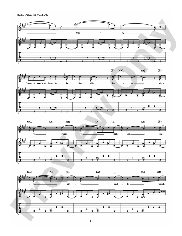 What A Life: Guitar TAB: Juliana Hatfield - Digital Sheet Music Download