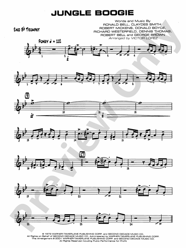 Jungle Boogie: 2nd B-flat Trumpet: 2nd B-flat Trumpet Part - Digital ...