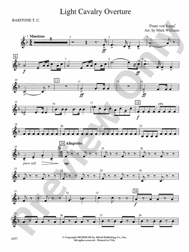 Light Cavalry Overture: Baritone T.C.: Baritone T.C. Part - Digital ...