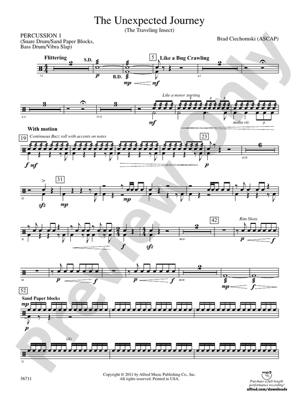The Unexpected Journey: 1st Percussion: 1st Percussion Part - Digital Sheet Music Download