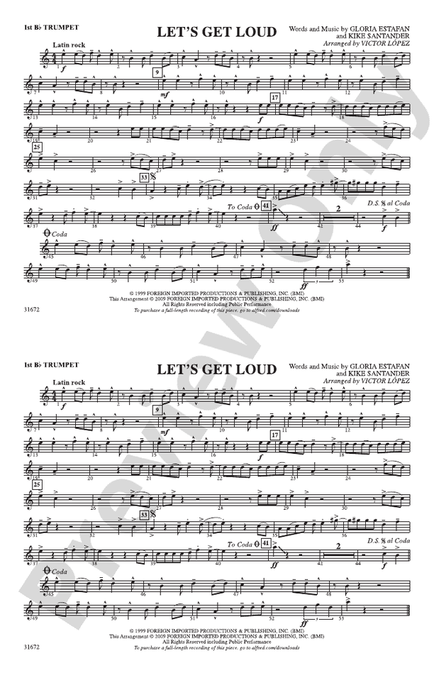 Let's Get Loud: 1st B-flat Trumpet: 1st B-flat Trumpet Part - Digital Sheet Music Download