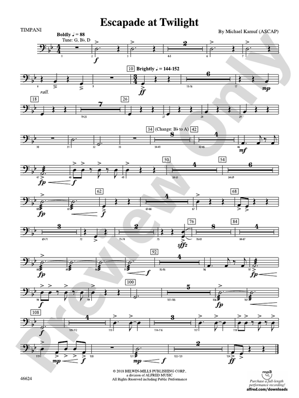 Escapade at Twilight: Timpani: Timpani Part - Digital Sheet Music Download