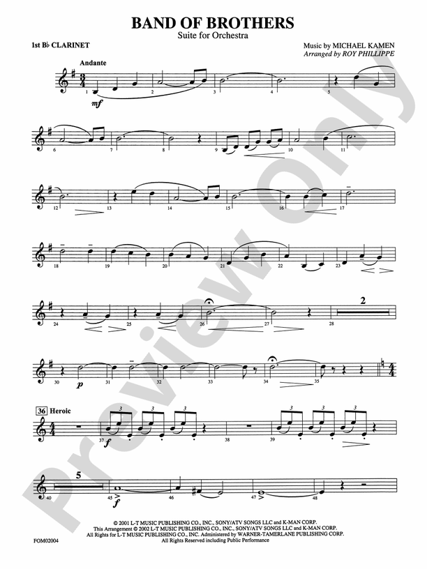 Band of Brothers: 1st B-flat Clarinet: 1st B-flat Clarinet Part - Digital Sheet Music Download