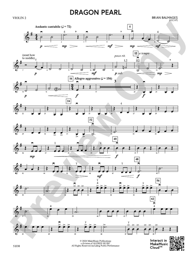 Dragon Pearl: 2nd Violin: 2nd Violin Part - Digital Sheet Music Download