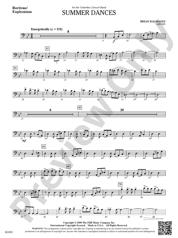 Summer Dances: Baritone/Euphonium: Baritone/Euphonium Part: Brian Balmages - Digital Sheet Music ...