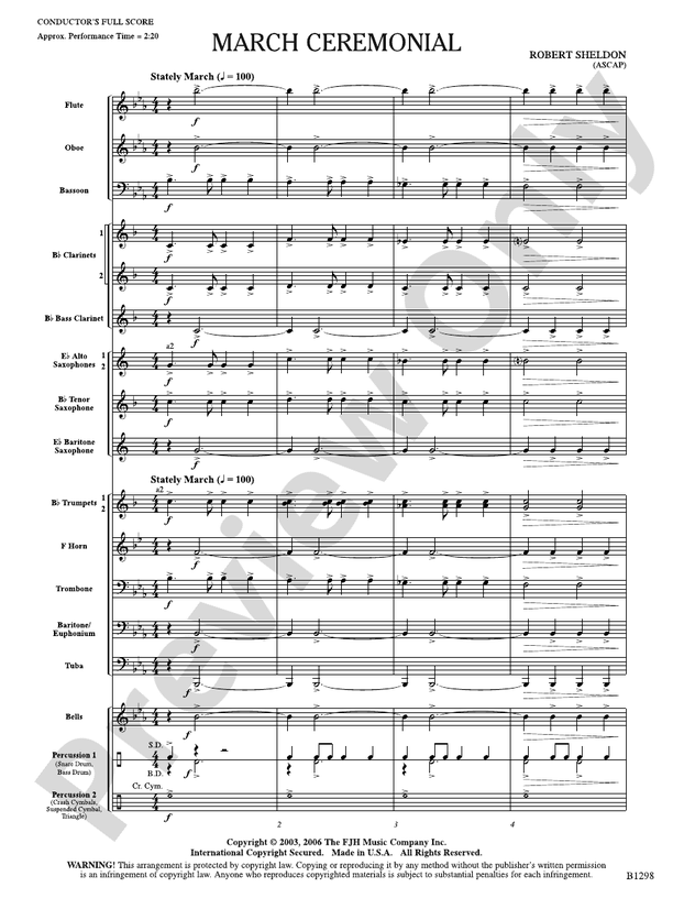 March Ceremonial: Score: Concert Band Score: Robert Sheldon - Digital ...