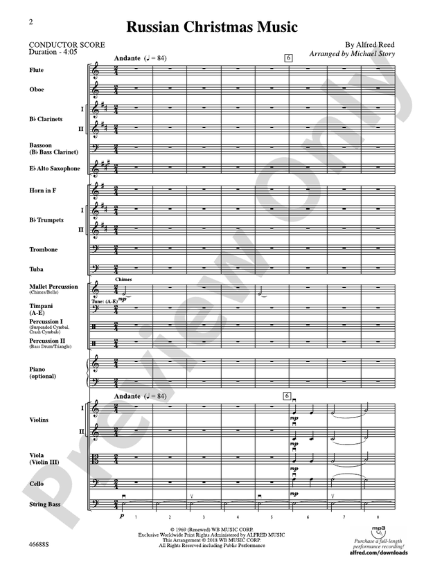 Russian Christmas Music: Full Orchestra Conductor Score & Parts: Alfred ...