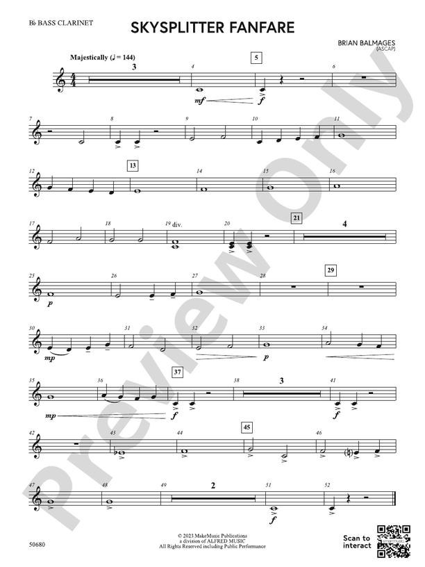 Skysplitter Fanfare: B-flat Bass Clarinet: B-flat Bass Clarinet Part ...