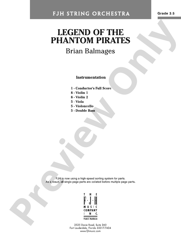 Legend of the Phantom Pirates: Score: String Orchestra Score: Brian ...