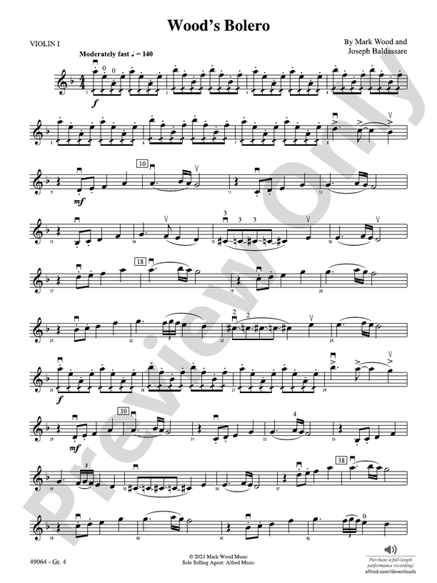 Wood's Bolero: Violin 1 - Grade 4: Violin 1 - Grade 4 Part - Digital ...
