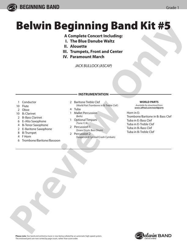 Belwin Beginning Band Kit #5: Concert Band Conductor Score & Parts ...