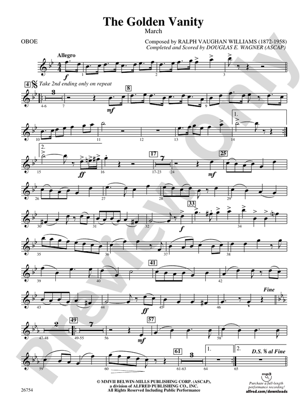 The Golden Vanity: Oboe: Oboe Part - Digital Sheet Music Download