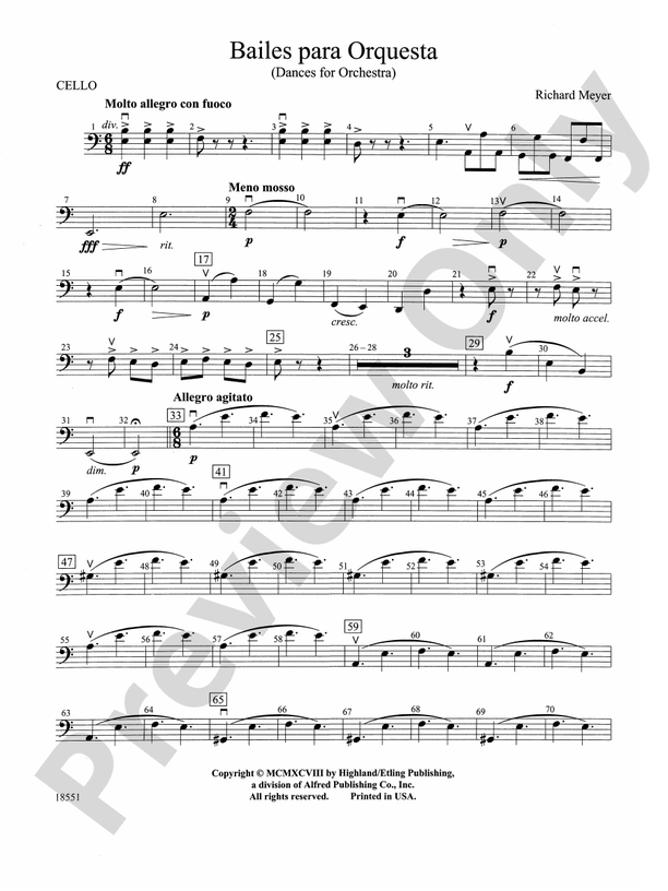 Bailes para Orquesta (For Two Solo Violins and String Orchestra): Cello: Cello Part - Digital ...