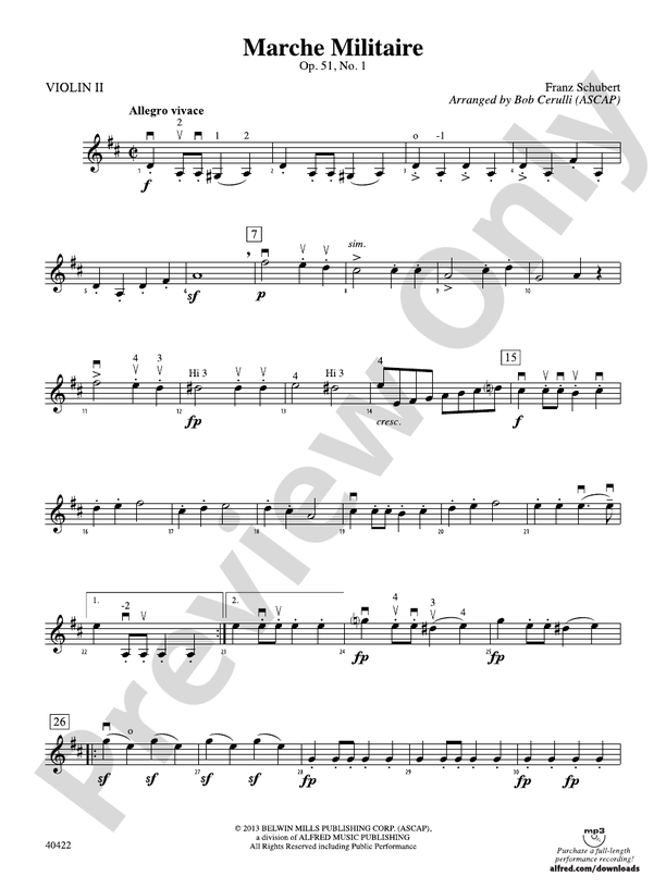 March Militaire: 2nd Violin: 2nd Violin Part - Digital Sheet Music Download