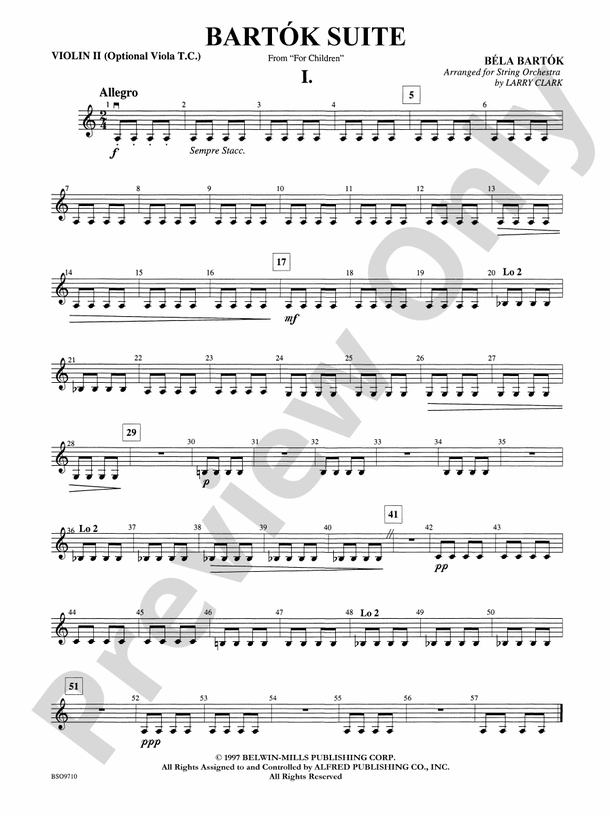 Bartók Suite: 2nd Violin: 2nd Violin Part - Digital Sheet Music Download