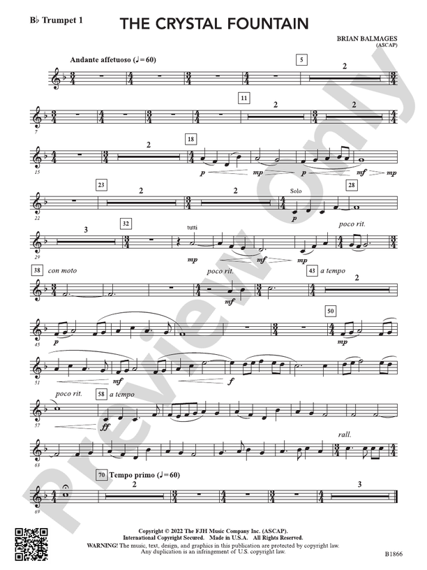 The Crystal Fountain: B-flat Trumpet 1: B-flat Trumpet 1 Part: Brian ...