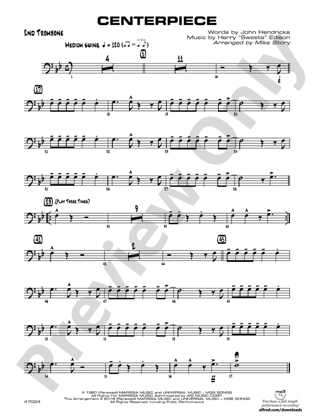 Centerpiece: 2nd Trombone: 2nd Trombone Part - Digital Sheet Music Download