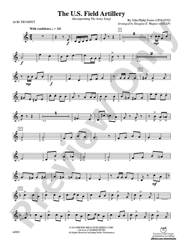 The U.S. Field Artillery: 1st B-flat Trumpet: 1st B-flat Trumpet Part ...
