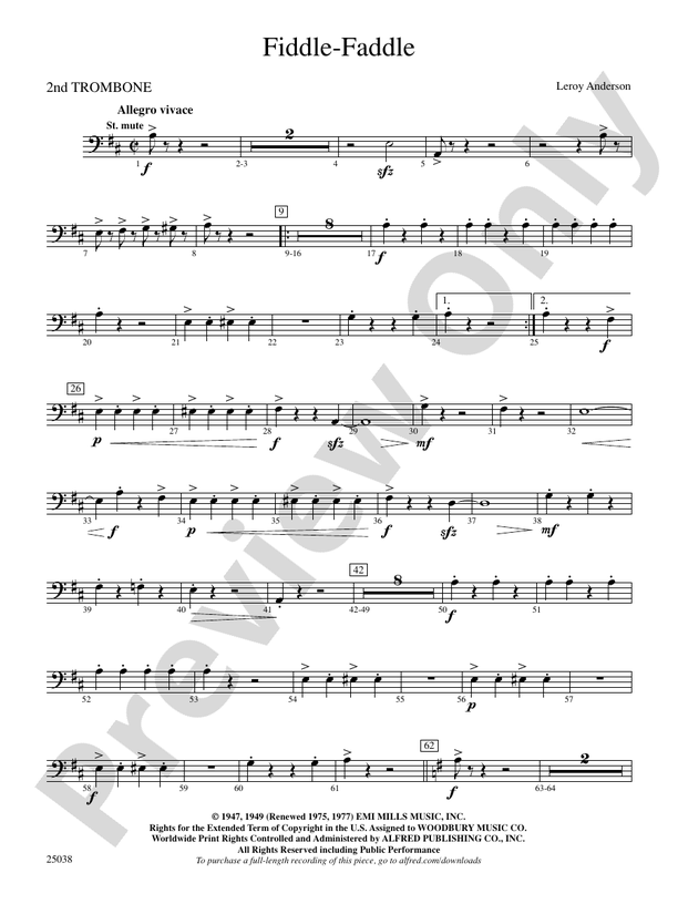 Fiddle-Faddle: 2nd Trombone: 2nd Trombone Part - Digital Sheet Music ...