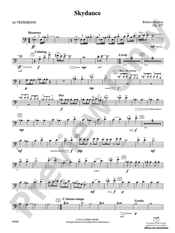 Skydance: 1st Trombone: 1st Trombone Part - Digital Sheet Music Download
