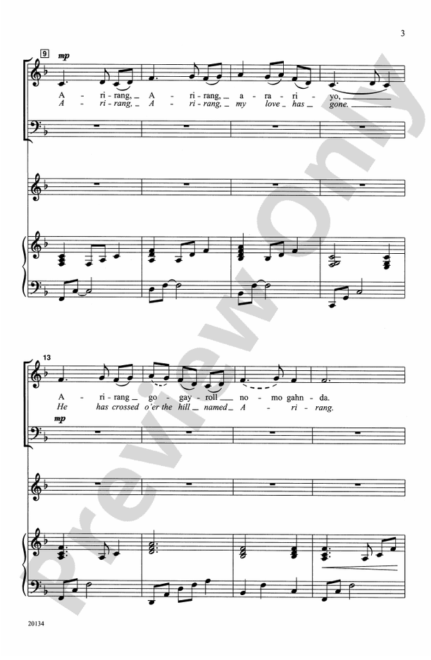 Arirang (Korean Folk Song): 3-Part Mixed Choral Octavo - Digital Sheet ...