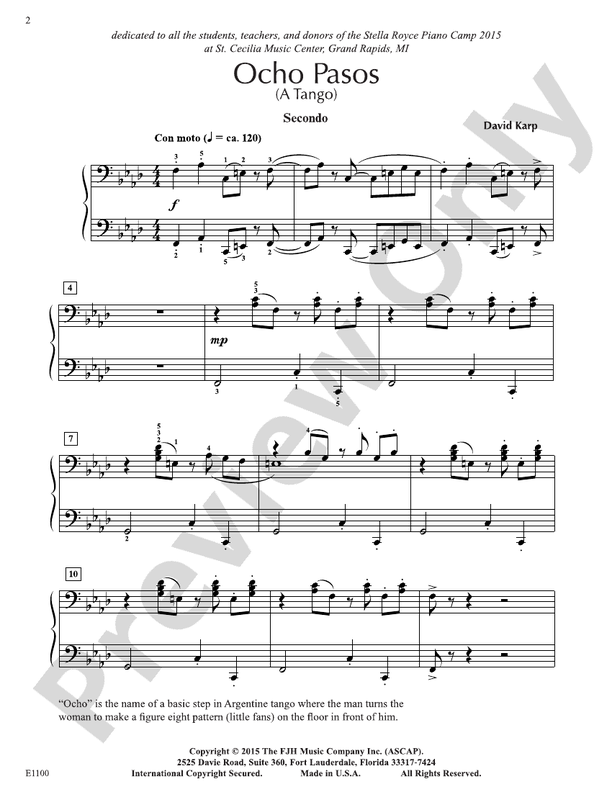 Ocho Pasos: Piano: David Karp - Digital Sheet Music Download
