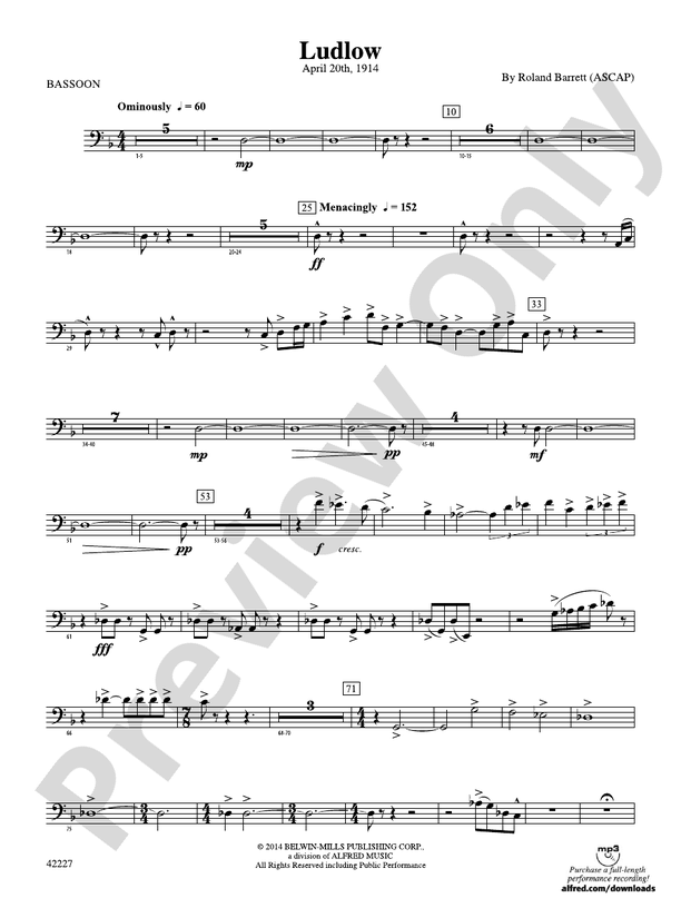 Ludlow: Bassoon: Bassoon Part - Digital Sheet Music Download
