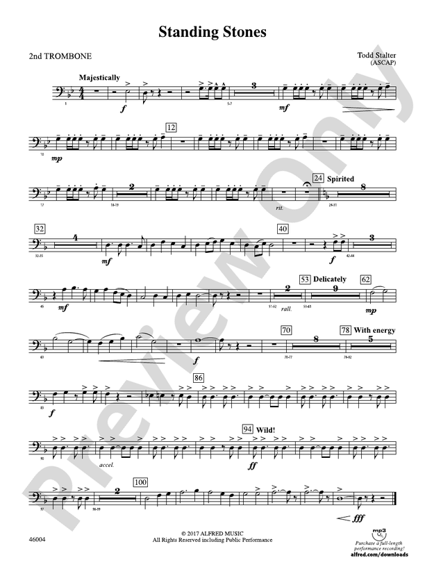 Standing Stones: 2nd Trombone: 2nd Trombone Part - Digital Sheet Music ...