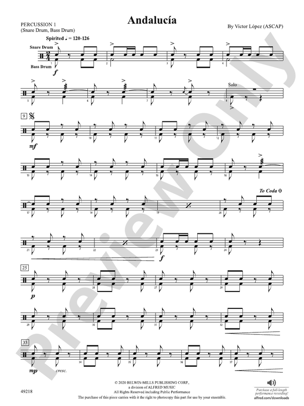 Andalucía: 1st Percussion: 1st Percussion Part - Digital Sheet Music ...