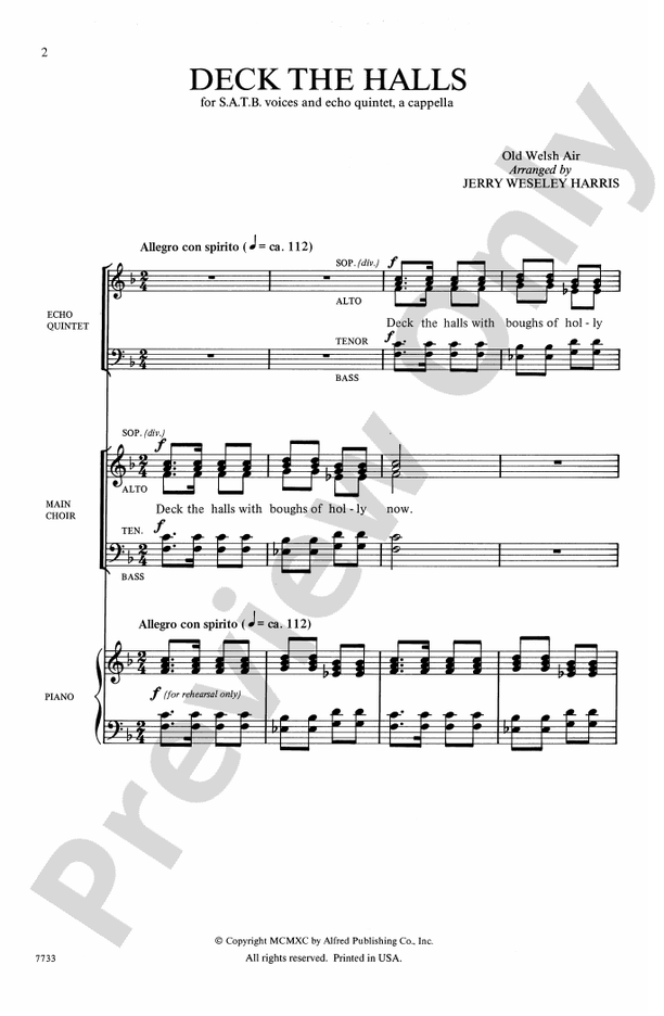 Deck the Halls: SATB (with Echo Quintet), a cappella Choral Octavo ...