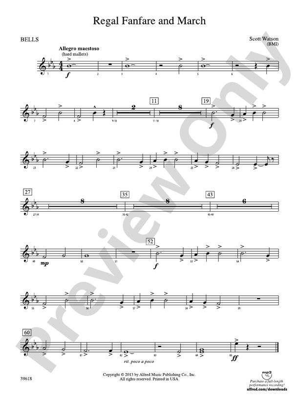 Regal Fanfare and March: Bells: Bells Part - Digital Sheet Music Download