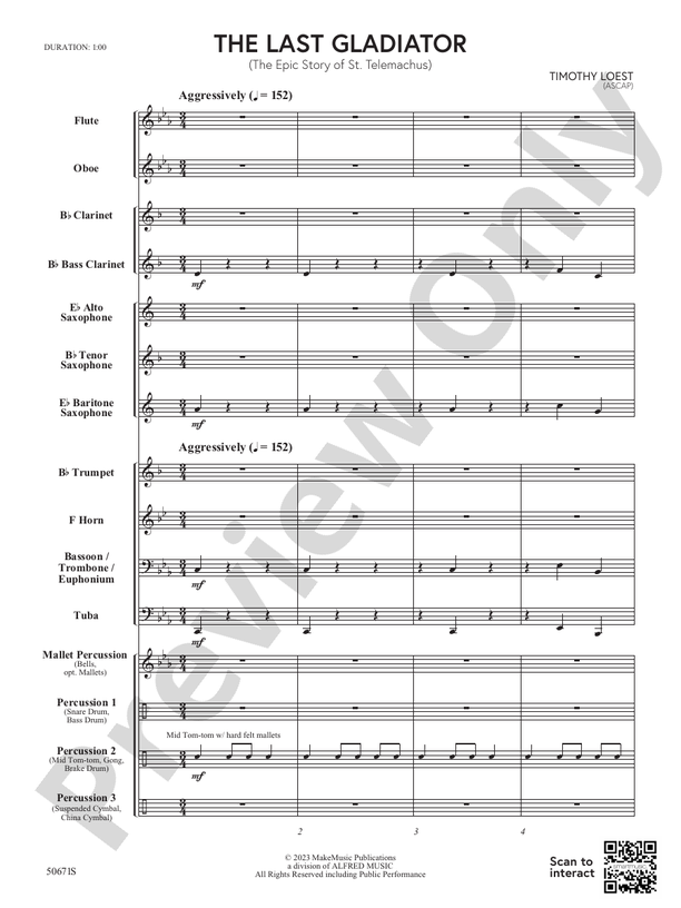 The Last Gladiator: Score: Concert Band Score - Digital Sheet Music Download