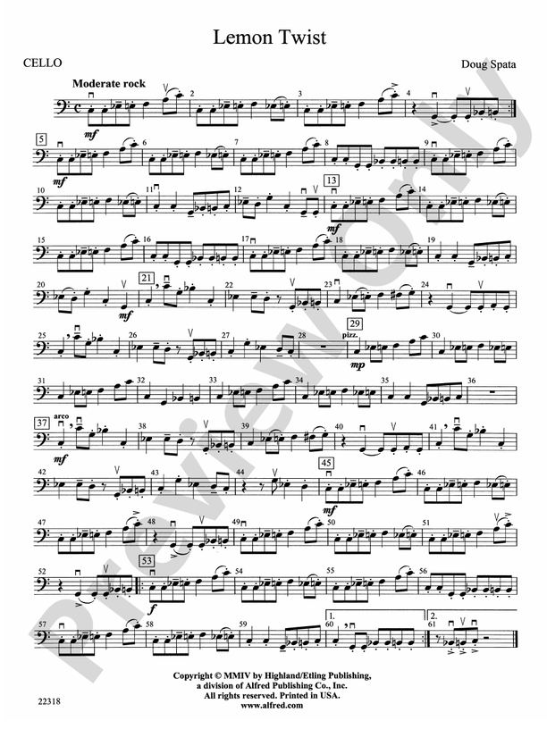 Lemon Twist: Cello: Cello Part - Digital Sheet Music Download
