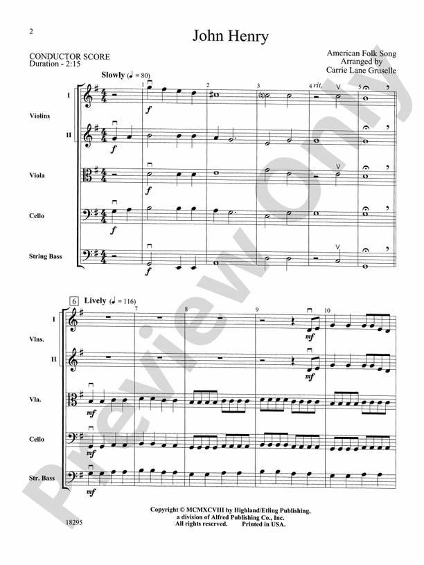 John Henry: String Orchestra Conductor Score & Parts - Digital Sheet ...