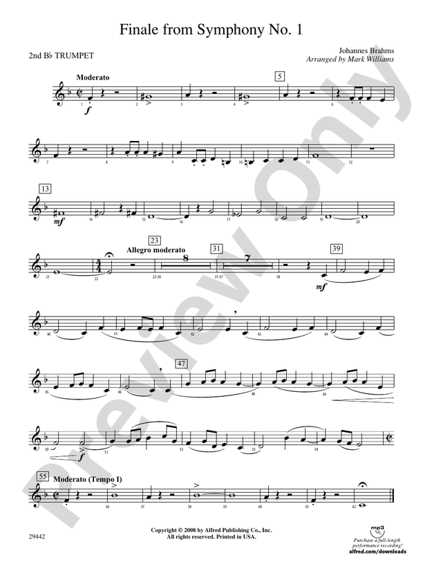 Finale from Brahms's Symphony No. 1: 2nd B-flat Trumpet: 2nd B-flat Trumpet Part - Digital Sheet ...