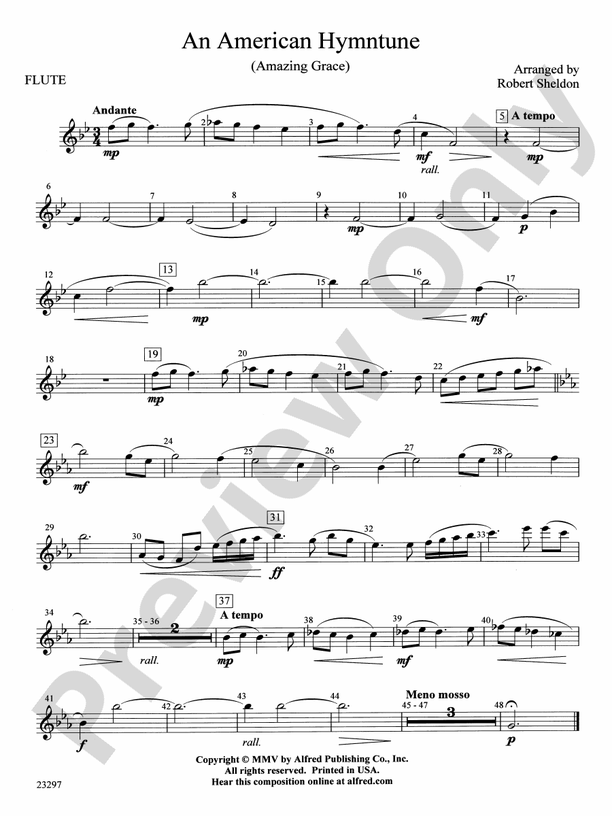 An American Hymntune (Amazing Grace): Flute: Flute Part - Digital Sheet Music Download
