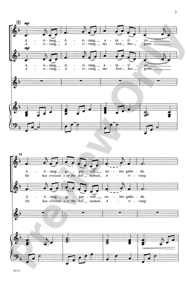 Arirang (Korean Folk Song): SSA Choral Octavo - Digital Sheet Music ...
