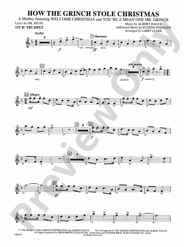 How the Grinch Stole Christmas: 1st B-flat Trumpet: 1st B-flat Trumpet ...