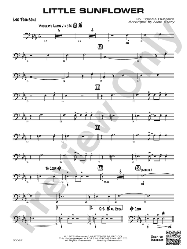 Little Sunflower: 2nd Trombone: 2nd Trombone Part - Digital Sheet Music ...
