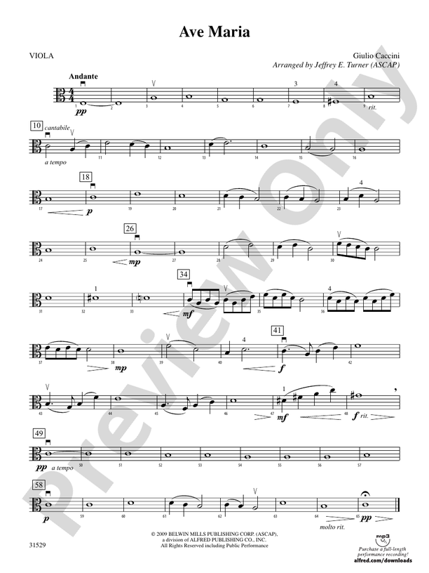 Ave Maria: Viola: Viola Part - Digital Sheet Music Download